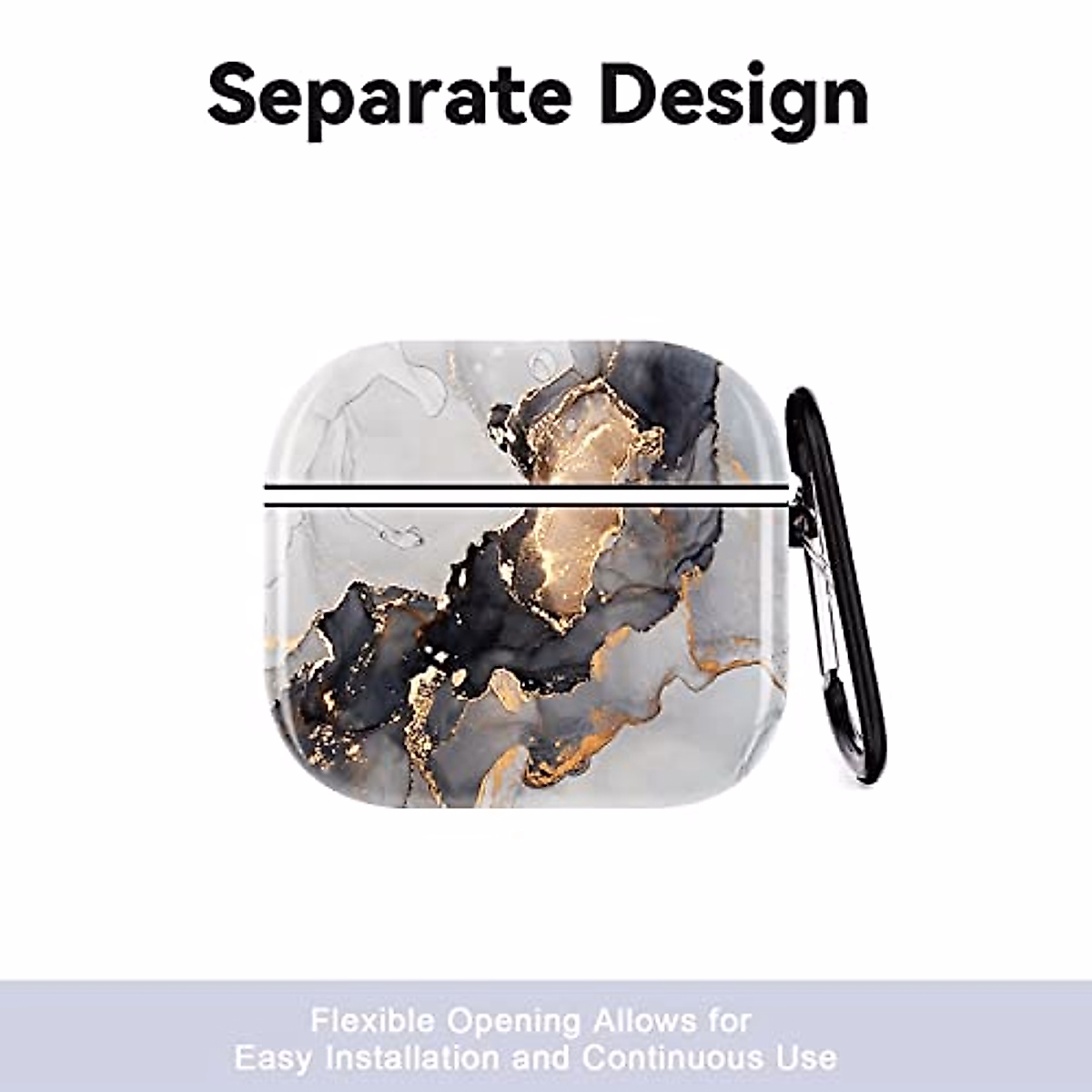 AirPods 3 Case Cover Graceful Marble Hard Protective Case Shockproof Cover with Keychain Compatible with Apple AirPods Charging Case 3 TPU Case for Airpods 3