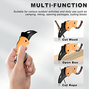 CIZPIROK Mini Pocket Knife Keychain Knife Cute Box Cutter - 3.9 Inch EDC Small Folding Knife, Stocking Stuffers Gifts for Men and Women (Light Orange)