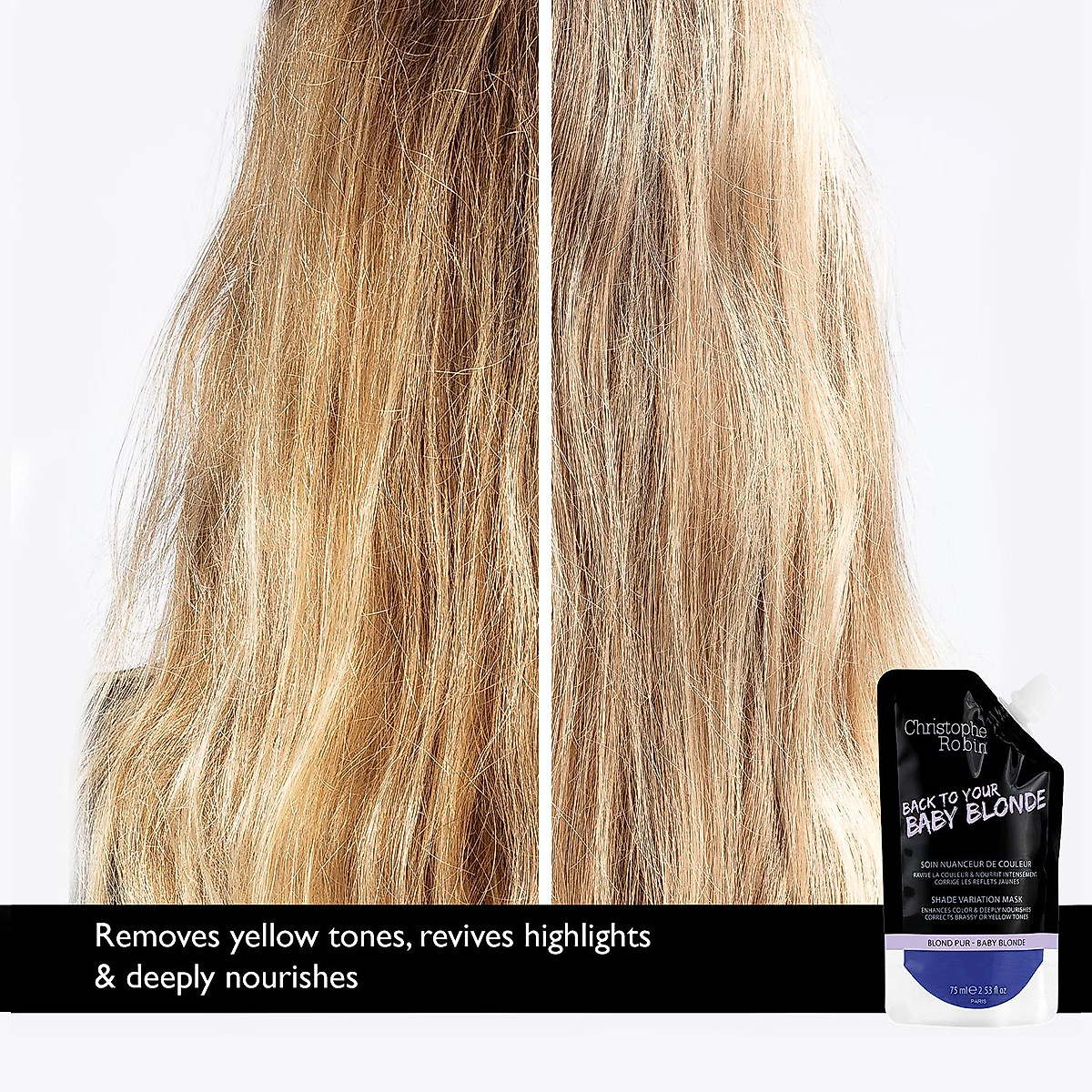 Christophe Robin Shade Variation Mask - Baby Blonde - Purple Hair Treatment for Neutralizing Brassy and Yellow Tones - Travel Size, 2.53 fl. oz