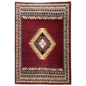 Furnish my Place Southwestern Contemporary Geometric Area Rug 3 Pieces Set (5x8) (2x6) (2x3) - Tucson Burgundy