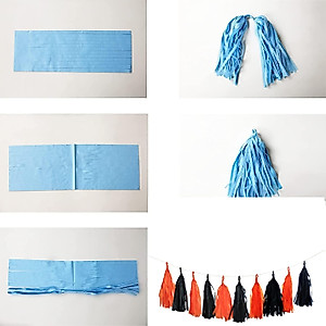 Orange Black Tissue Paper Tassels Garland Banner 20PCS DIY Party Streamers for Birthday Fall Autumn Halloween Thanksgiving Party Decoration Supplies