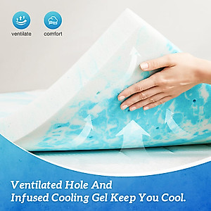 Mattress Topper Twin XL - 2 Inch Memory Foam Cooling Gel Swirl Infused Bed Topper for Back Pain, CertiPUR-US Certified