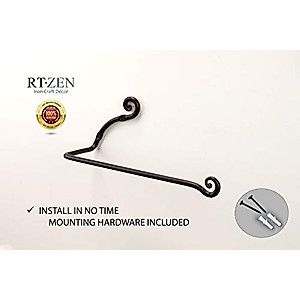 Wall Paper Towel Holder | Black Decorative Wrought Iron Hanger | Wall Mount Fancy Paper Dispenser | Rod Metal Durable & Sturdy | Handmade Crafted by RTZEN-Décor