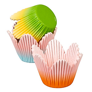 72 Ct Spring Easter Flower Petal Baking Cups Ombre