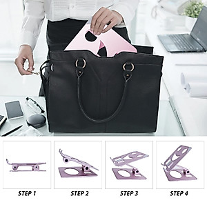 ALZHIJ Portable Tablet Holder Stand - Aluminum Alloy Desktop Stand Adjustable Angle&Height, Compatible with Tablets up to 12IN Wide, Pink