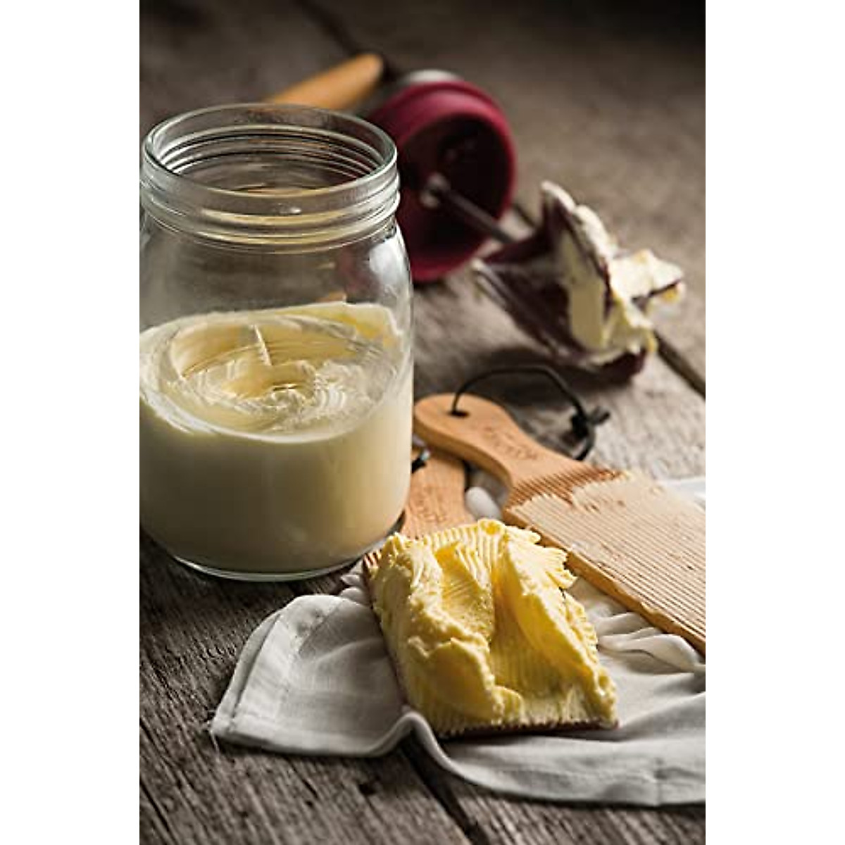 1.5L Hand Crank Butter Churner- Manual Butter Churner- Wooden handle shakes stainless steel gear Manual Butter Maker,butter churner hand crank mason jar.Baking of top gadgets butter maker