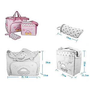 4 pcs Baby Diaper Bag Tote,Mommy Bag for Hospital,Maternity Tote, Waterproof, Multi-Functional, Large Capacity for Mom and Dad (Blue)