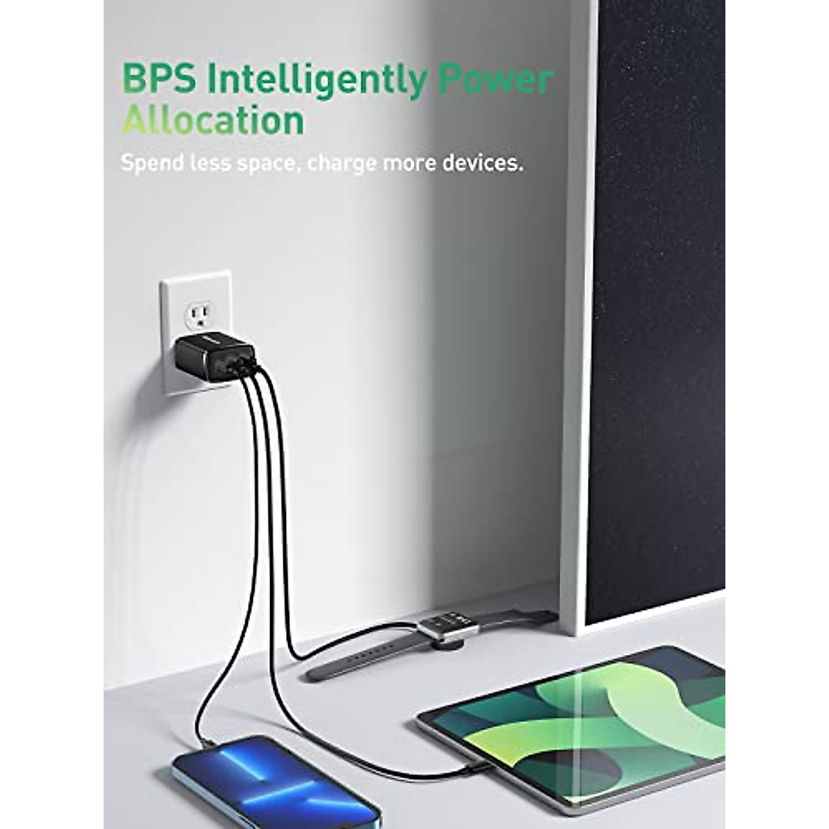 USB C Wall Charger, Baseus 30W 3-Port Charger Block, Fast Compact PD Charger for iPad Pro/Air/Mini, iPhone 13/13 Pro Max/12/SE/11/XR/XS, Samsung, AirPods, MagSafe, Apple Watch, Pixel, LG, Black