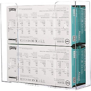 Cq acrylic Clear Wall Floating Glove Rack and Glove Box Dispenser Holder 10.2”x12.5”x3.5” Pack of 1