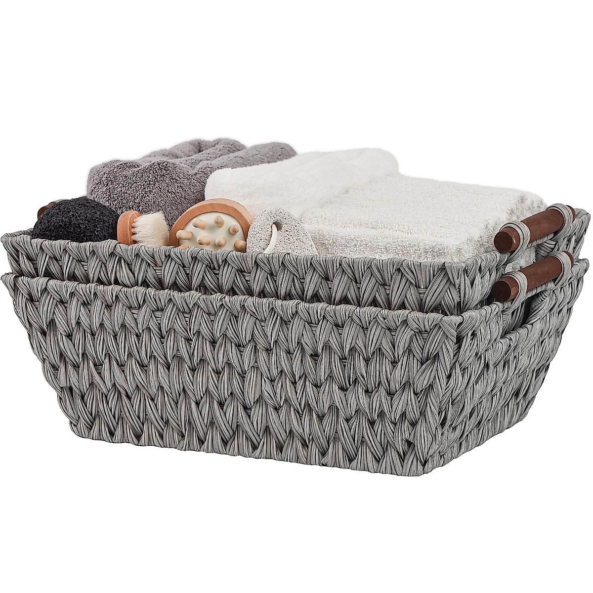 GRANNY SAYS 2-Pack Wicker Baskets with Handles for Storage, Set of 2, 17"L x 13"W x 5H