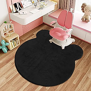 TNNOLA Bear Shaped Rug 4 x 4 Feet Faux Fur Rugs for Bedroom Aesthetic Soft Fluffy Faux Rabbit Fur Rug Fuzzy Carpet for Nursery Kids Teen Girls Room Home Decor