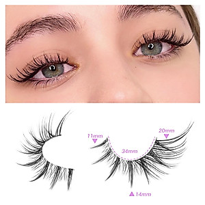 ALICE Manga Lashes Fox Eye False Clear Band Cat Wispy Anime Eyelashes Spiky Cosplay Fake Eye Lashes 7 Pairs Pack