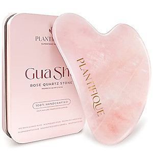 PLANTIFIQUE Gua Sha Rose Quartz Tool for Face Anti Aging Massage Tool - GuaSha Tool for Face - Facial Skin Care Products - Face Massager for Your Skincare Routine
