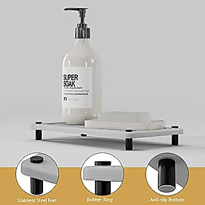 Sink Caddy, Dries Instantly Sink Holder for Preventing Moisture Buildup, Diatomaceous Pedestal Stand Riser with Stainless Steel Feet & Rubber Bottom, Soap Holder for Bottles Candles Decor