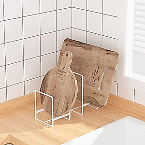 Hikinlichi Large Plate Holders Organizers White 2 Pack Upright Cabinet Dish Drying Racks Metal Plate Dish Organizers Racks Stands for Countertop and Cupboard 7.87in. x 6.29in. x 4.52in.