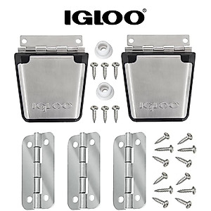Igloo Cooler Heavy-Duty Stainless Steel Parts Kit - 2 Latches, 3 Hinges, Latch Posts & Screws