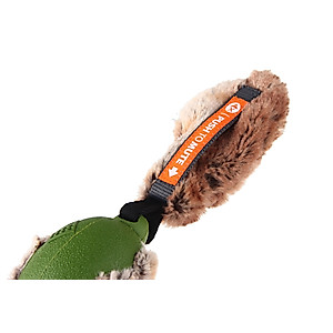 GiGwi Rubber Duck Dog Toy 'Push to Mute' Silent and Squeaky Toy Interactive with Plush Tail - Green