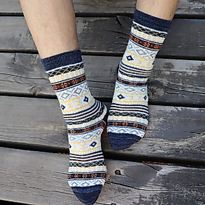 YZKKE 5Pairs Men Wool Socks Thick Thermal Hiking Winter Warm Boot Heavy Soft Cozy Socks for Cold Weather (Mul-2)