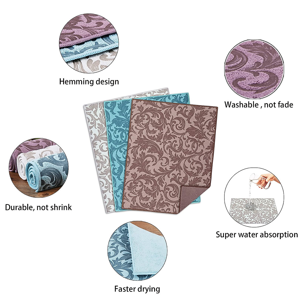 Dish Drying Mat For Kitchen Counter,4 Pack,Large Size 20"X15",Ultra Absorbent Microfiber Drying Mat,Dishes Drainer Pad (4)