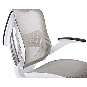 Office Star Ventilated Manager's Office Desk Chair with Breathable Mesh Seat and Back, White Base, White