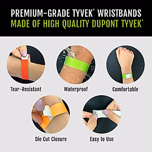 WristCo Neon Red 3/4" Tyvek Wristbands - 500 Pack Paper Wristbands For Events