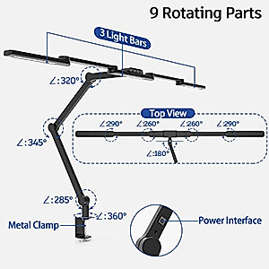 EPABINA LED Desk Lamp with Clamp, 41.5" Clamp on Architect Desk Lamp for Home Office, 24W Bright Tall Computer LED Desk Light Clip on Office Lamp Adjustable Overhead Table Light for Work Craft