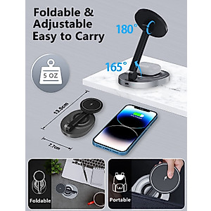 Magnetic Wireless Charger Stand for Mag-Safe Charger, Foldable 15W Fast Wireless Charging Station, 2-in-1 Charging Stand Dock for Apple iPhone 15/14/13/12/Pro/Apple Watch/AirPods 2/ Pro