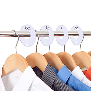 30 Pack White Round Clothing Size Closet Rack Dividers Hangers with 1 Bonus Marker (Outer 3.5”, Inner 1.38” in Diameter)