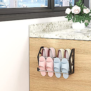 Hooshion Shoe Rack for Door, 4-Pack Wall Shoe Rack, Door Shoe Rack with Adhesive Hanging Strips and Storage Hooks, Shoe Wall Rack Without Drilling