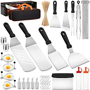 CEKEE Blackstone Griddle Accessories Kit, 141PCS Stainless Steel Grilling Accessories for Blackstone & Camp Chef, Flat Top Grill Accessories Set with Spatula, Scraper, Tongs for BBQ & Camping