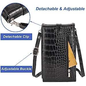 IRUGLE Small Leather Crossbody Cell Phone Purse for Women, Mini Shoulder Bag with Long Strap Card Holder, Ladies Clutch Wallet Handbag Pouch for iPhone 13 Pro Max Samsung Galaxy S22 Ultra (Black)