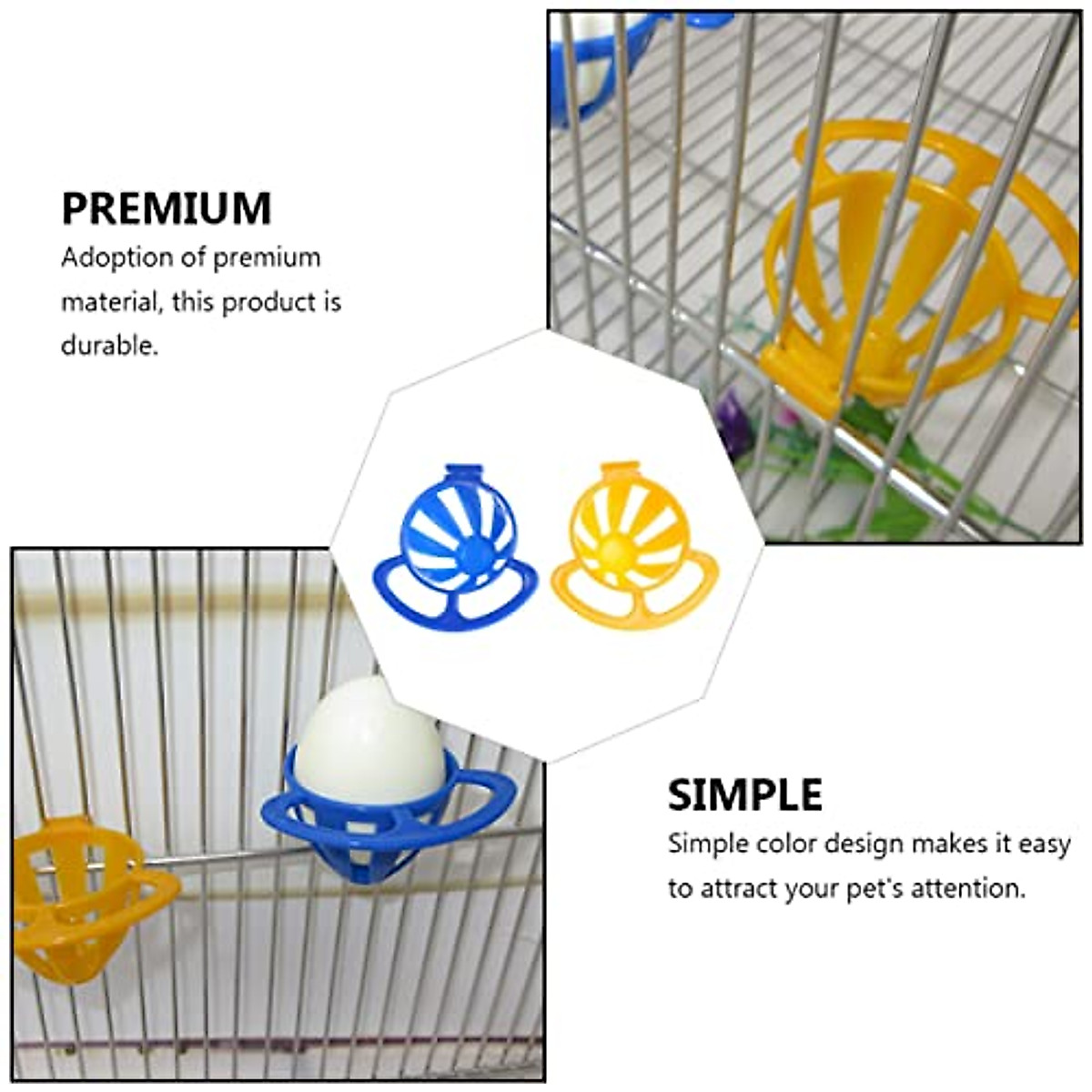 4pcs Color Finches Vegetable Plastic Random Hatching Food Finch for Dispenser Tool Eggs Water Fixed Bird Parakeet Accessory Cockatiel Parrot Canaries Hollow Feeder Conure Basin