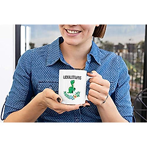 Funny Lesbian Gifts. Lickalottapus 11 ounce LGBT Coffee Mug. Gift Idea for Gay Girlfriend or Friend on Her Birthday or Anniversary. (White)