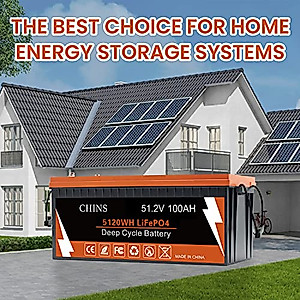 CHINS Bluetooth LiFePO4 Battery，48V 100Ah Smart Lithium Battery，Perfect for Golf Cart, Trolling Motor, Boat, RV, Solar, Home Energy Storage, Backup Power and Off-Grid etc, Peak Current 500A.