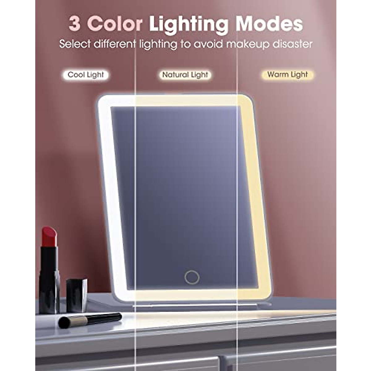 Jack & Rose Travel Mirror with Light, Folding Travel Mirror Led Lighted Makeup Mirror