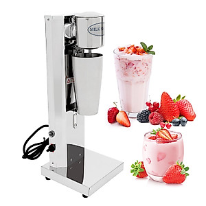 Gbonklong 180W Electric Milkshake Maker, 110V 18000RMP Commercial Stainless Steel Drink Mixer Machine Smoothie Malt Blender with 2 Speed Adjustable, Commercial Stand Milkshake Maker (Single Head)