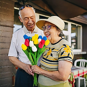 20pcs Fake Tulips Artificial Flowers for Decoration. Fake Flowers Artificial Tulip Bouquet Real Touch PU Faux Flowers for Valentines Day Anniversary Home Wedding Party Office Hotel Garden Floral Décor