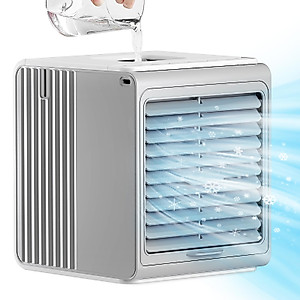 Cozzyben Mini Air Conditioner Portable Water Small USB Ac Unit Personal Evaporative Swamp Cooler Ice Fan for Desk Room Bedroom Car Camping Tent