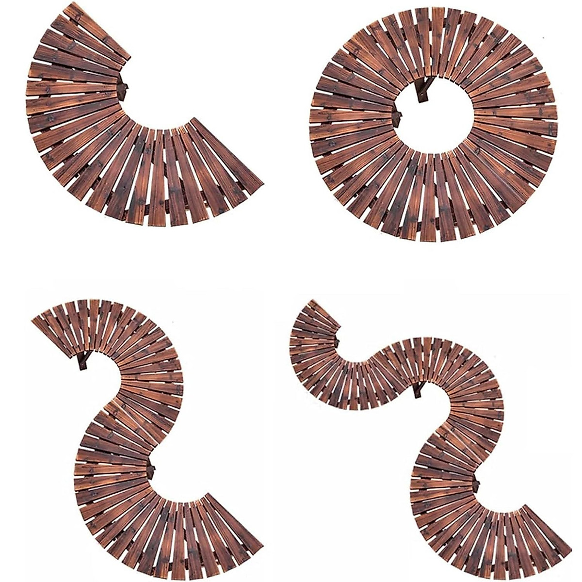 Tree Bench Wrap Around Outdoor Courtyard Bench Wooden Curved Benches Round Park Bench Outdoor Furniture,Solid Wood ​Slatted Seat Fan-Shaped Bench,Garden Tree Bench Backless Bench Patio