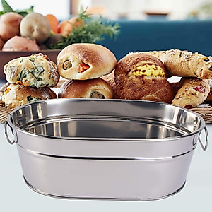 GANAZONO Galvanized Metal Mini Tub Metal Ice Beverage Tub Wine Beer Bottle Bucket Bar Snacks Container Farmhouse Planter for Home Kitchen Wedding Parties Silver