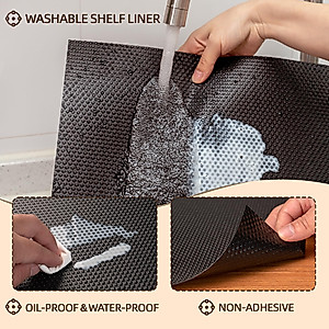 Shelf Liner for Kitchen Cabinets Black- Food Safe, Non-Adhesive, and Waterproof - Easy to Clean and Reusable - Perfect for Shelves,Fridge,Drawers,Cupboard and Pantry Cabinets (12" x 120"/Black)