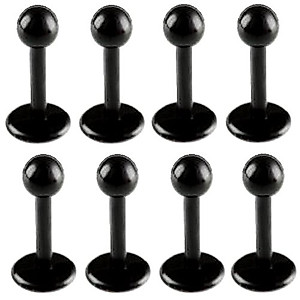bodyjewellery 16g 16 gauge 1.2mm 1/4 Inch 6mm Black Flexible Acrylic Lip Bar Labret Ball Ring Monroe Ear Tragus Stud AFYY 8Pcs