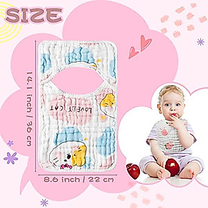 Zainpe 5Pcs Muslin Baby Bibs Star Cat Rabbit Pattern Cotton Lap-Shoulder Cloths Drool Bibs Machine Washable Pullover Feeding Bib with 6 Absorbent & Soft Layers for Unisex Infants Toddlers Newborns