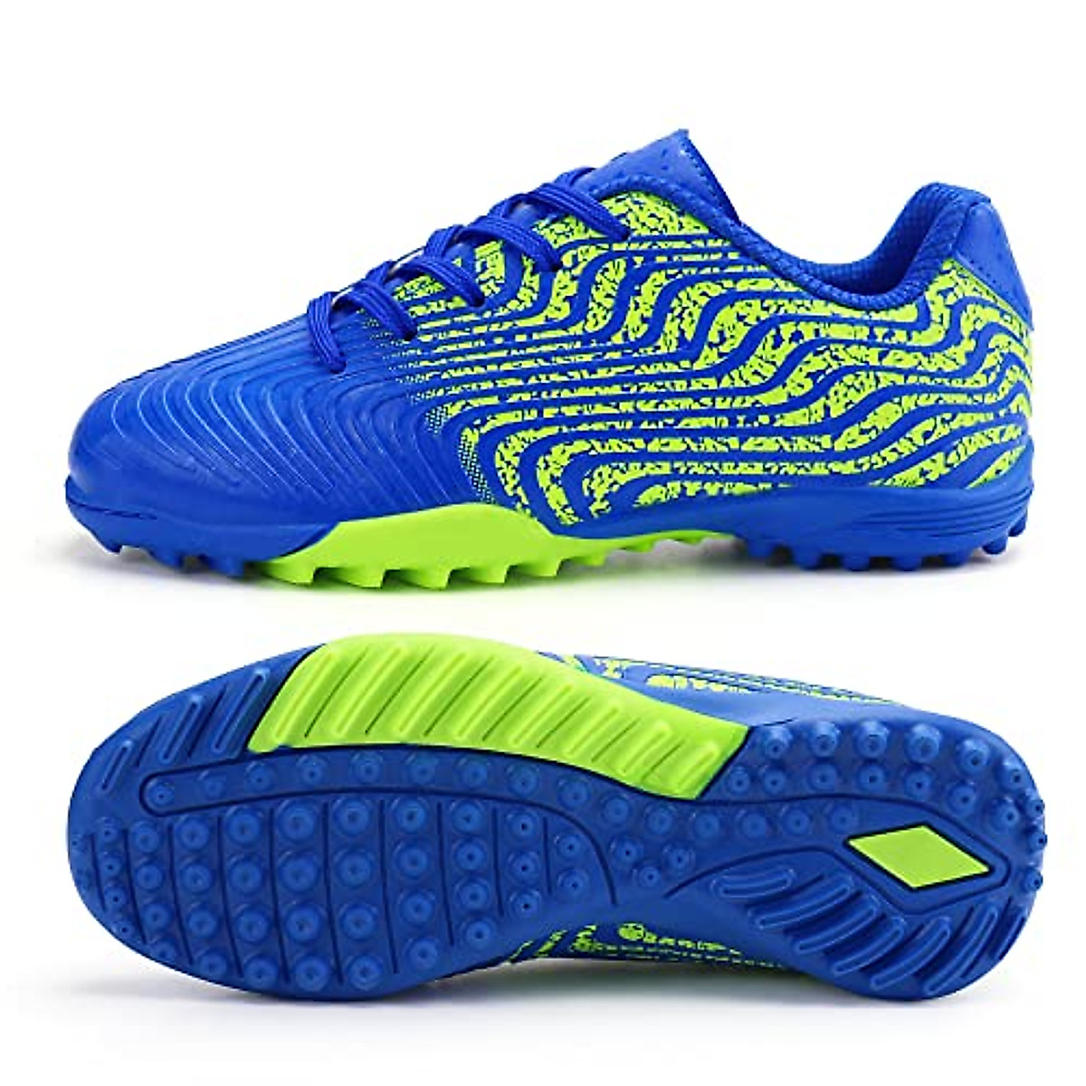 starmerx Boys Girls Turf Soccer Cleats Kids Athletic Soccer Shoes Lace Up Cleats (13,Blue)