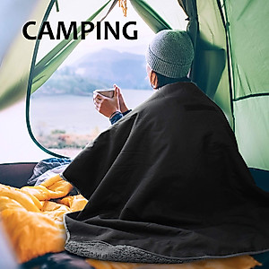 Tirrinia Outdoors Waterproof Throw Blanket, 51”x 59” Sherpa Fleece Stadium Windproof Mat for Boat, Traveling, Camping, Hiking, Football - Machine Washable