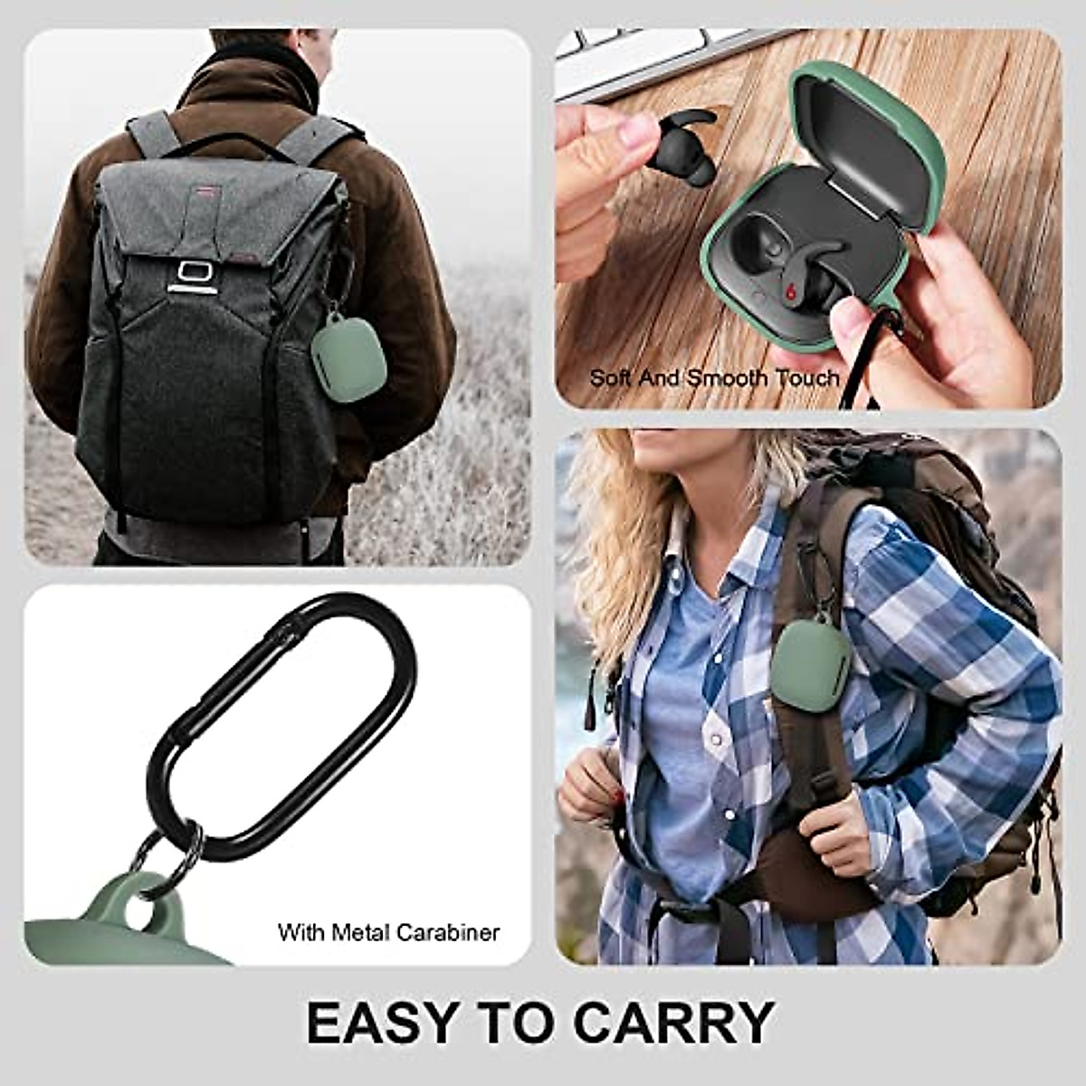 Beats Fit Pro Case Cover, AIRSPO Soft Silicone Case for Beats Fit Pro 2021 Shockproof Beats Fit Pro Earbuds Case Covers with Keychain (Cactus Green)