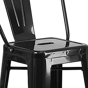 Flash Furniture Lily Commercial Grade 4 Pack 30" High Black Metal Indoor-Outdoor Barstool with Removable Back
