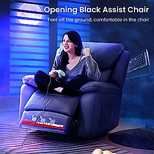 Luffield Large Electronic Power Recliner Chair， 270 Degree Swivel Recliners Comfy Glider Rocking Chairs with USB & Type-C Ports，Soft Fabric Sofa Chair for Living Room