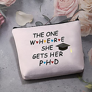MBMSO Phd Graduation Gifts Makeup Bag the one Where She Gets Her Gifts for Phd Students Phd Gifts for Women Doctorate Degree Gifts Cosmetics Bag Travel Pouch (PHD bag pink)