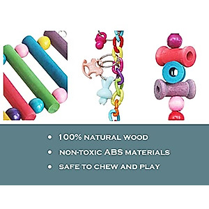 MEWCOOSS 16 PCS Bird Parakeet Toys-Colorful Birds Parrot Swing Chewing Toys-Bird Cage Toys for Parakeets, Conure, Cockatiel, Love Birds and Other Small Birds